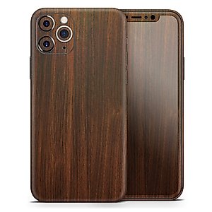 Design Skinz Dark Walnut Stained Wood - DesignSkinz Protective Vinyl Decal Wrap Skin Cover Compatible with The Apple iPhone 12 Pro (Full-Body, Screen Trim & Back Glass Skin)