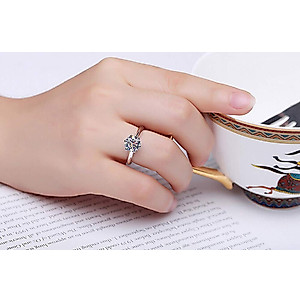 TenFit Jewelry 925 Sterling Silver Rings for Women 2ct Simulated Halo Diamond Anniversary Engagement Rings