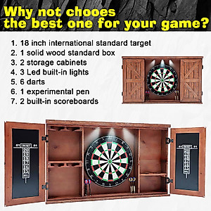 Neconcet Dartboard and Cabinet Set: Sisal Dartboard with Self Healing Bristles and Accessories- Multiple Styles Available (Mars)