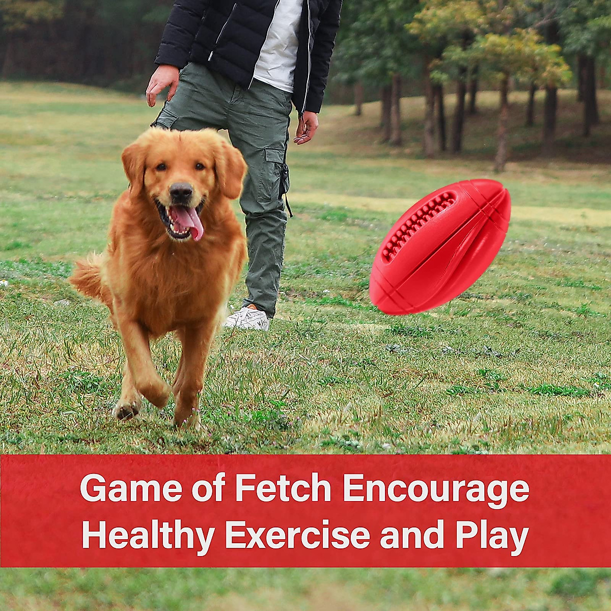 Kseroo Dog Toys for Aggressive Chewers Large Breed, Dog Squeaky Toys for Large Medium Aggressive Chewers Dog Chew Toys, Football Rubber Tough Dog Toy Safe Puppy Teething Chew Toy Birthday