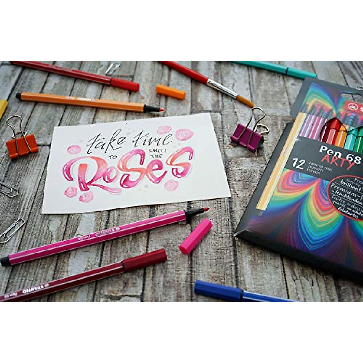 STABILO Premium Felt Tip Pen Pen 68 ARTY Wallet of 12 Assorted Colours