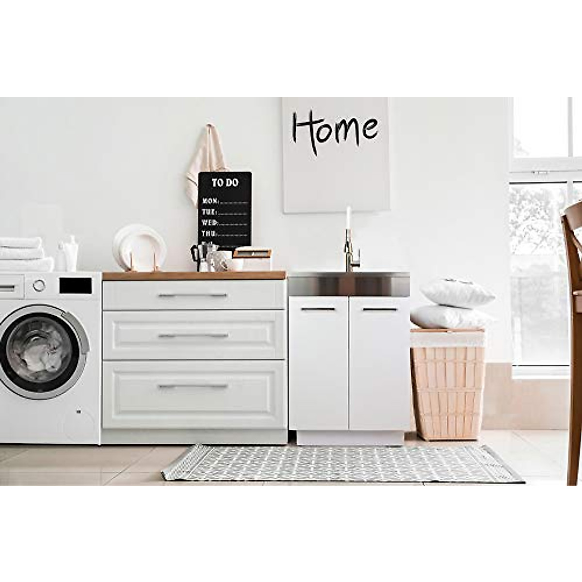 Transolid TCAM-2420-WS 24-in x 20-in x 34.6-in Laundry Sink Cabinet with Faucet and Accessories, White