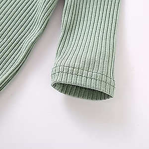 TROSJ Unisex Baby Striped Cotton Sleeper Gowns with Cap Long Knotted Sleeping Bag (Green-B2, 0-3 Months)