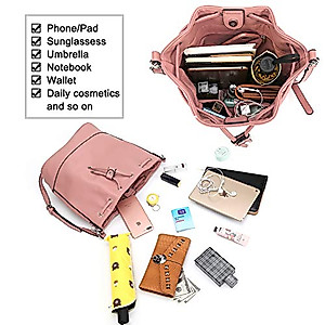 AFKOMST Bucket Bags and Purses For Women Drawstring Hobo and Shoulder Handbags with 2 Detachable Straps