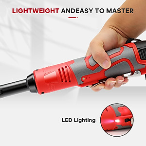 FAHKNS 18V Extended Cordless Ratchet Wrench 3/8 Electric Wrenches Set 45 ft-lbs (60 N.m) 400RPM Power,2 Battery 2.0Ah Lithium-Ion,7 Sockets (10/11/12/13/14/15/17mm) And Charger,Variable Speed Trigger