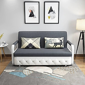 dqmlsruku 50.3" W 72" L Full Size Futon Sofa Bed，Pull Out Sofa Bed futon，Convertible Floor Couch for Living Room, Bedroom, Entertainment Room