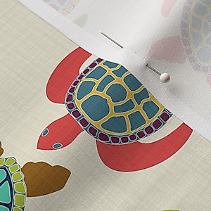 Spoonflower Fabric - Sea Turtle Cw4 Colorful Beach Ocean Scales Nautical Swim Printed on Petal Signature Cotton Fabric by The Yard - Sewing Quilting Apparel Crafts Decor