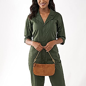 Fossil Women's Jolie Suede Small Shoulder Bag Purse Handbag, Saddle w/ Chain (Model: ZB1868216)