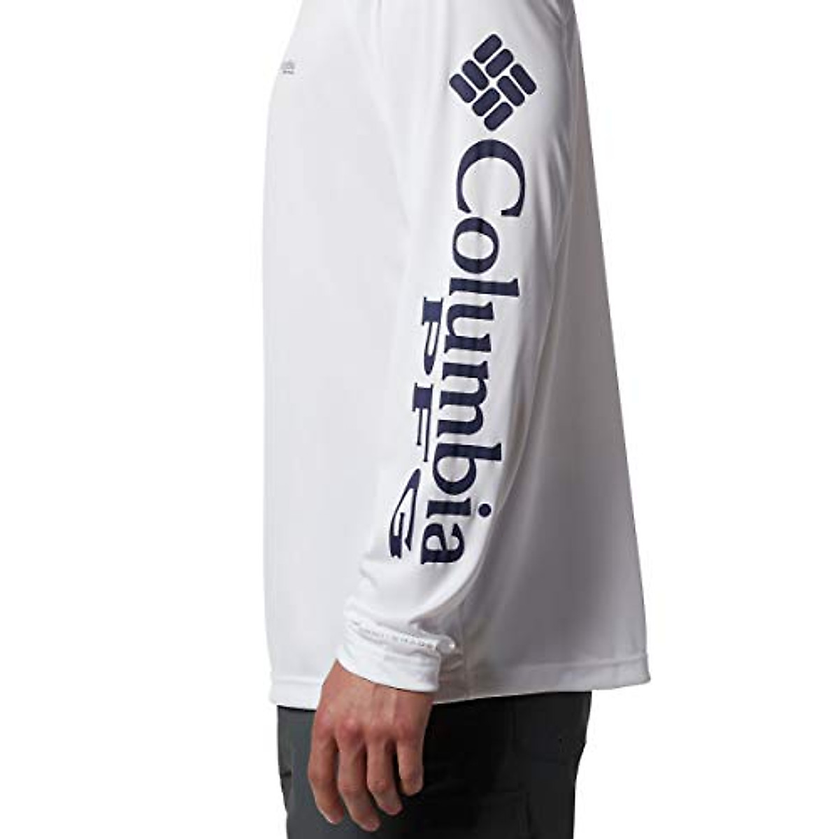 Columbia Men's Terminal Tackle Long Sleeve Fishing Shirt, White/Nightshade Logo, Medium