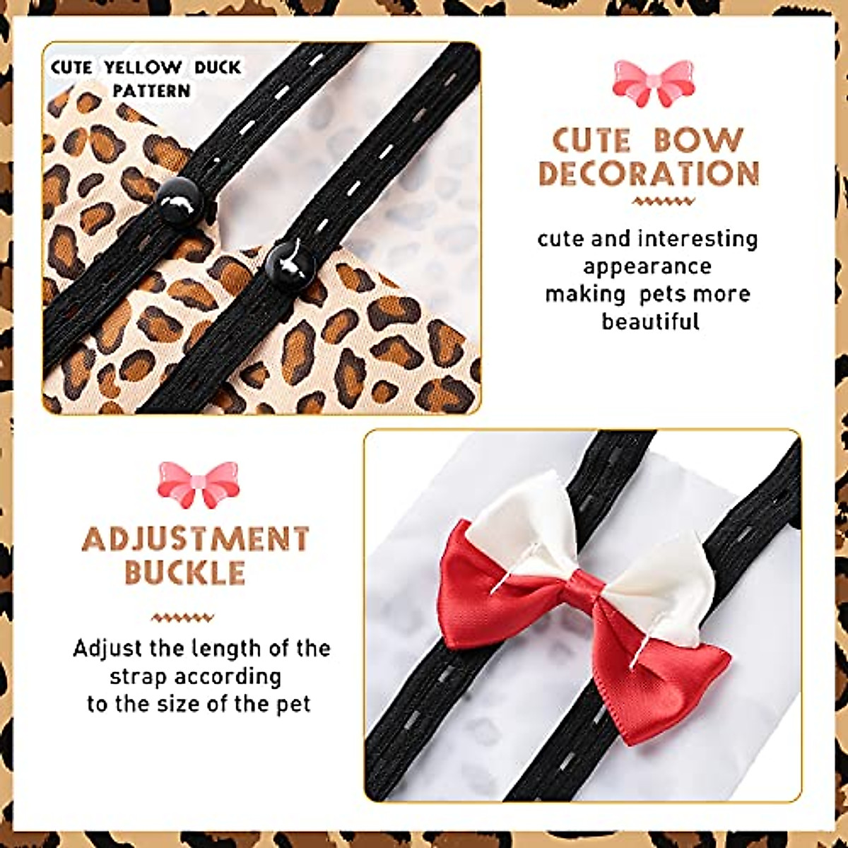 Weewooday 2 Pieces Pet Chicken Diapers Leopard Print Duckling Diapers Washable Goose Clothes Reusable Farm Pet Diapers Waterproof Bow Tie Duck Diapers for Poultry, White and Pink (Medium)