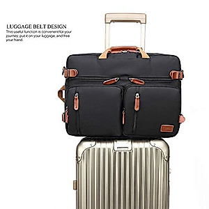 CoolBELL Convertible Backpack Messenger Shoulder Bag Laptop Case Handbag Business Briefcase Multi-Functional Travel Rucksack Fits 17.3 Inch Laptop for Men/Women (Black)