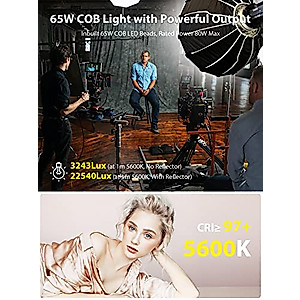 Video Light, COLBOR CL60M Studio Lights 65W 5600K CRI97+ Continuous Output Lighting 7 Light Effects with Bowens Mount APP Control Spotlight for Video Recording, Video-Light-LED-Photography-Lighting