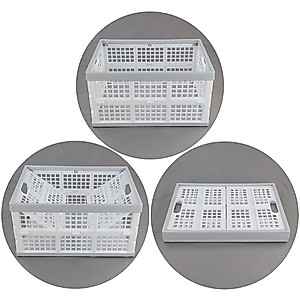 Vababa 28 L Plastic Collapsible Storage Bins, Stacking Utility Foldable Basket, Set of 3