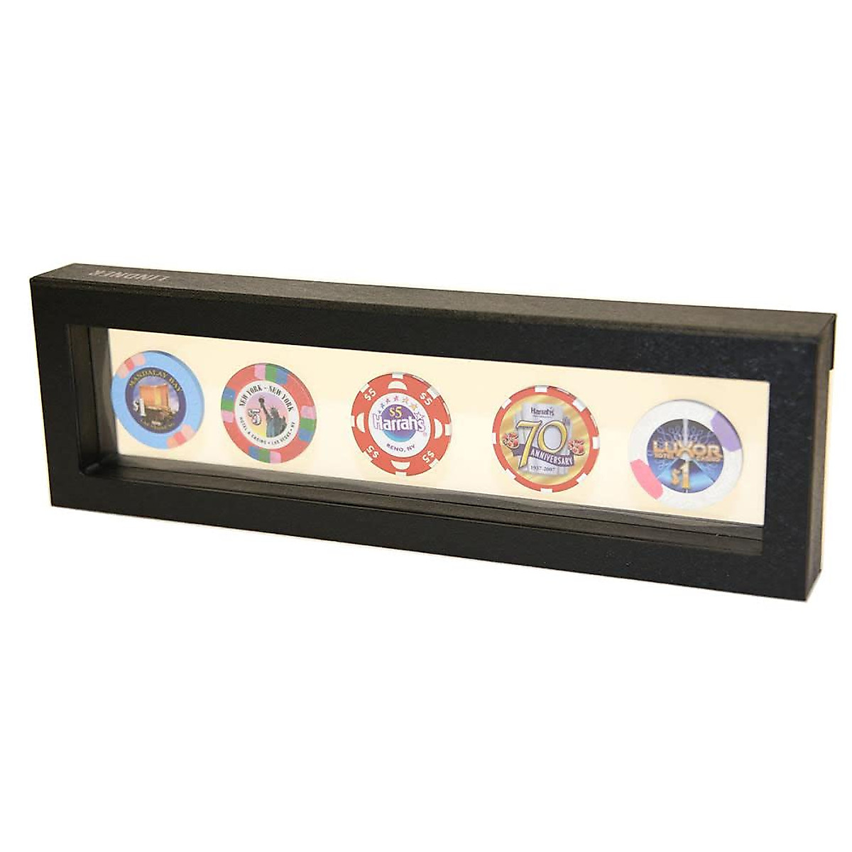5 Challenge Coin/Casino Chip/Coins Display Case Box Frame Holder Shadowbox