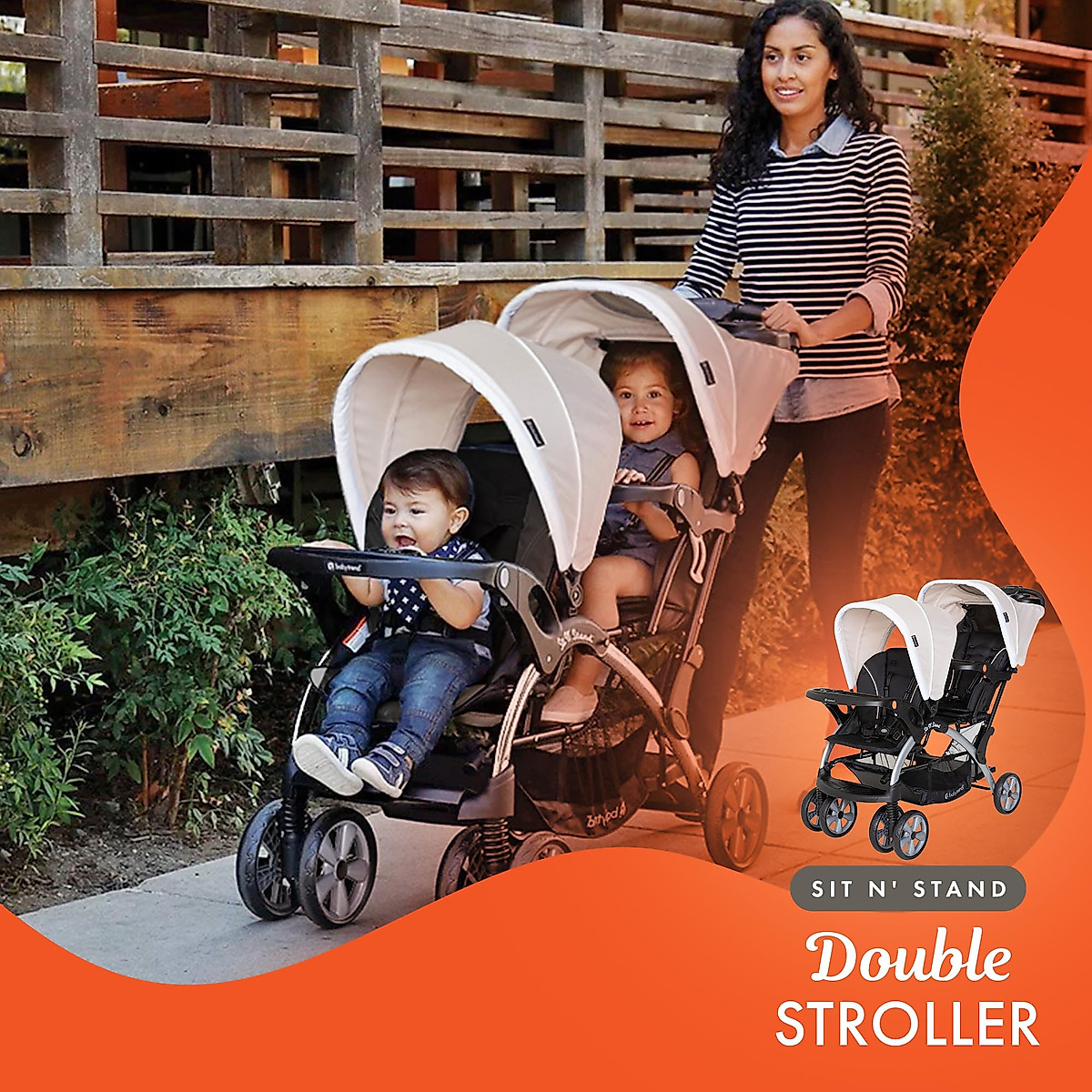 Baby Trend Infant and Toddler Double Stroller & Car Seat Combo, 2 Pc Set, Khaki