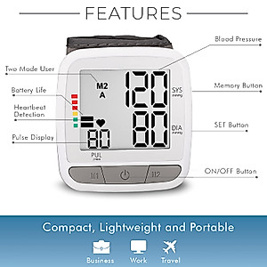 Novamedic Digital Blood Pressure Monitor, Accurate BP Machine with Adjustable Upper Arm Cuff & Large LCD Display, Automatic 90x2 Reading Memory, for Home Use and Medical Supplies, Batteries Included