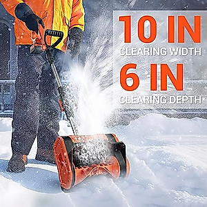 VOLTASK Cordless Snow Shovel, 20V | 10-Inch | 4-Ah Cordless Snow Blower, Battery Snow Blower with Adjustable Front Handle (4-Ah Battery & Quick Charger Included), SS-20C