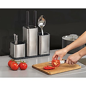 Joseph Joseph CounterStore Kitchen Utensil Holder Knife Block and Cutting Board Set, Stainless Steel