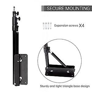 AISIMEE Wall Mounting Triangle Boom Arm for Photography Strobe Light, Monolight, Softbox, Umbrella, Reflector and Ring Light, Support 180 Degree Rotation, Max Length 4 Feet/125cm (Black)