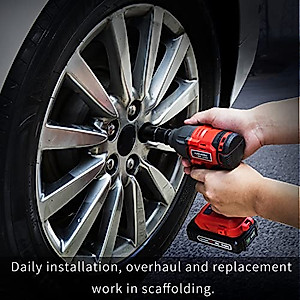 MANUSAGE Cordless Impact Wrench - 20V Max Torque 260 Ft-lbs (350N.m), Brushless Power, 2.0Ah Li-ion Battery & Fast Charger, 5 Sockets Included