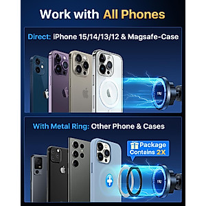 YRU [2024 Upgraded] Magnetic Phone Holder for Car【Patented & Super Magnet】 for MagSafe Car Mount Dashboard Magnet Phone Holder Windshield Phone Stand for iPhone 15 14 13 12 Pro Max Samsung, Black