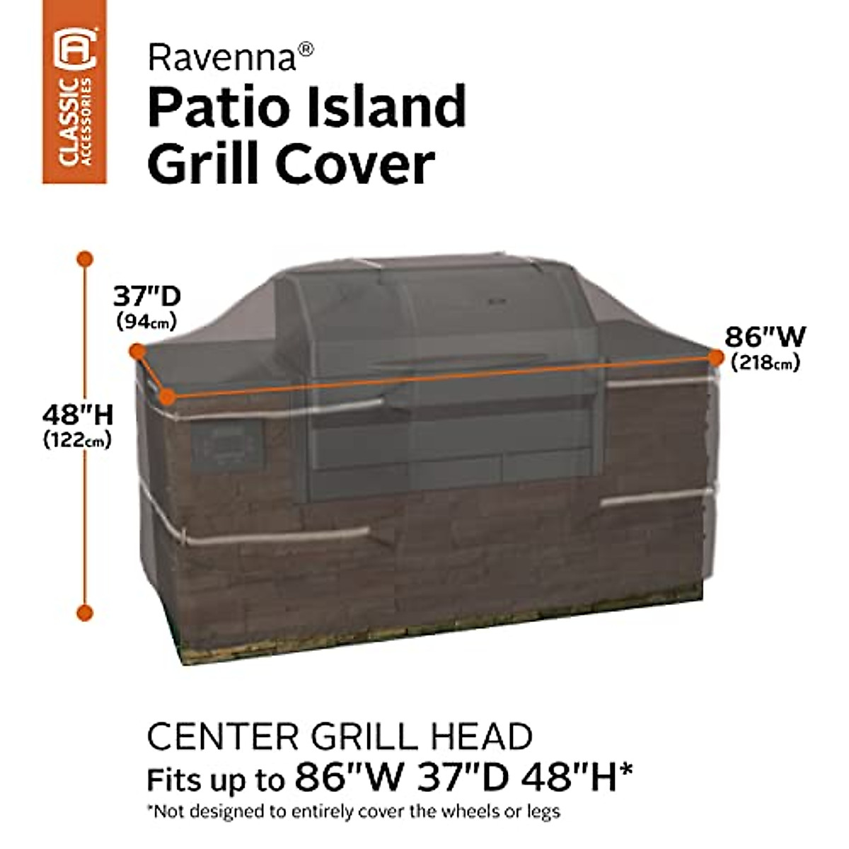 Classic Accessories Ravenna Water-Resistant 86 in. BBQ Grill Cover for Island with Center Grill Head