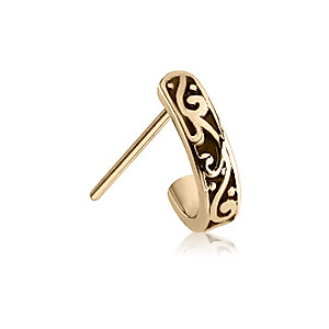 Zircon Gold-Tone 316L Surgical Steel Left Nostril Screw Nose Stud Ring Tribal Nose Hugger 20G
