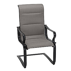 Cosco Outdoor Dining Chairs, SmartConnect, 2-Pack, Charcoal Gray with Light Gray Cushions