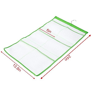 Phying FishMM Mesh Bath Organizers for Shower with Hook, Quick Dry Hanging Shower Caddy College, Bath Storage with 6 Pockets for College Dorm Rooms, Bathroom