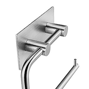 Flexzion Stainless Steel Self Adhesive Toilet Paper Holder Stand - Dispenser Tissue Roll Hanger Towel Storage Wall Mount Rustproof Brushed Finished for Bathroom Kitchen Lavatory Toilet Home (1 Pack)