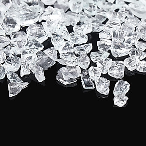 Crushed Glass for Crafts Broken Glass Pieces Decorative Reflective Tempered Crushed Mirror Pieces Vase Filler Crush Glass for Vase Pool, Bar, Fish Tank, Garden Decoration (Transparent,2 Pound)