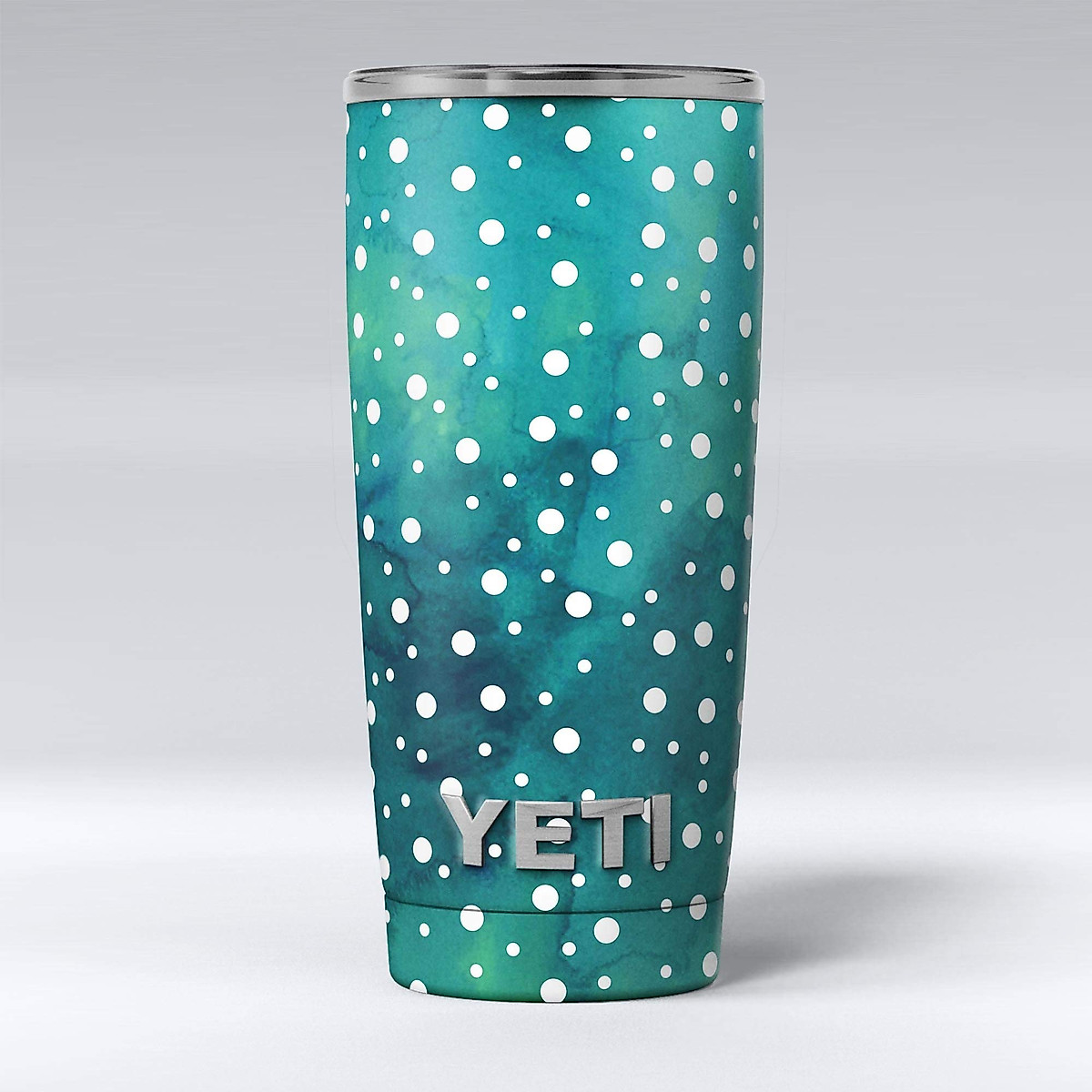 Design Skinz Green and White Watercolor Polka Dots - Skin Decal Vinyl Wrap Kit Compatible with The Yeti Rambler Cooler Tumbler Cups