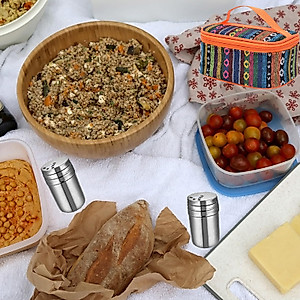 EZYoutdoor 6Pcs Stainless Steel Spice Shaker, Camping Spice Kit with Travel Bag, Salt and Pepper Shakers Set For Salt Sugar Spice Dry Herb Spice, for Home or Outdoor Use