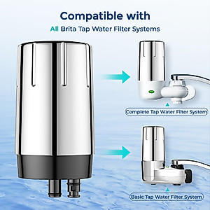 2-Pack Water Filter Replacement for Brita Faucet Filtration System, BPA-Free, NSF Certified to Reduce Chlorine and Lead, Replace On-Tap Faucet Mount Water Filter, Chrome
