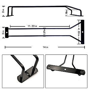 ADYAQRI Black Wine Glass Holder 14 Inch Stemware Racks Wine Glass Hanging Rack suitable for storage table Cabinet and bar (2 Pack)