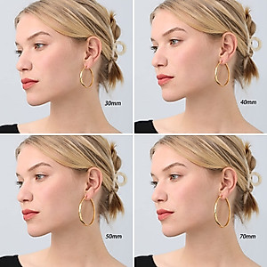 PABBEU Gold Hoop Earrings for Women 14K Gold Plated Hoop Earrings Large Gold Hoop Earrings Hypoallergenic Thin Oversize Big Gold Hoop Earrings