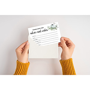 Advice and Wishes Card, Bridal Shower Advice Cards, Autumn Pumpkin Greenery Cards for The Bride and Groom, Wedding or Baby Shower, Birthday, Graduation, Retirement, Guestbook - 25 Cards - 012ADVICE