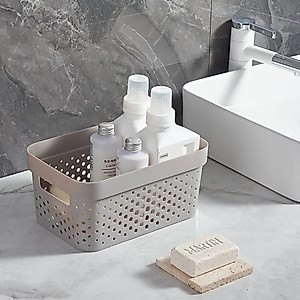 HANAMYA Lidded Storage Bin Organizer | Storage Organizing Container, 11 Liter, Set of 6, Gray