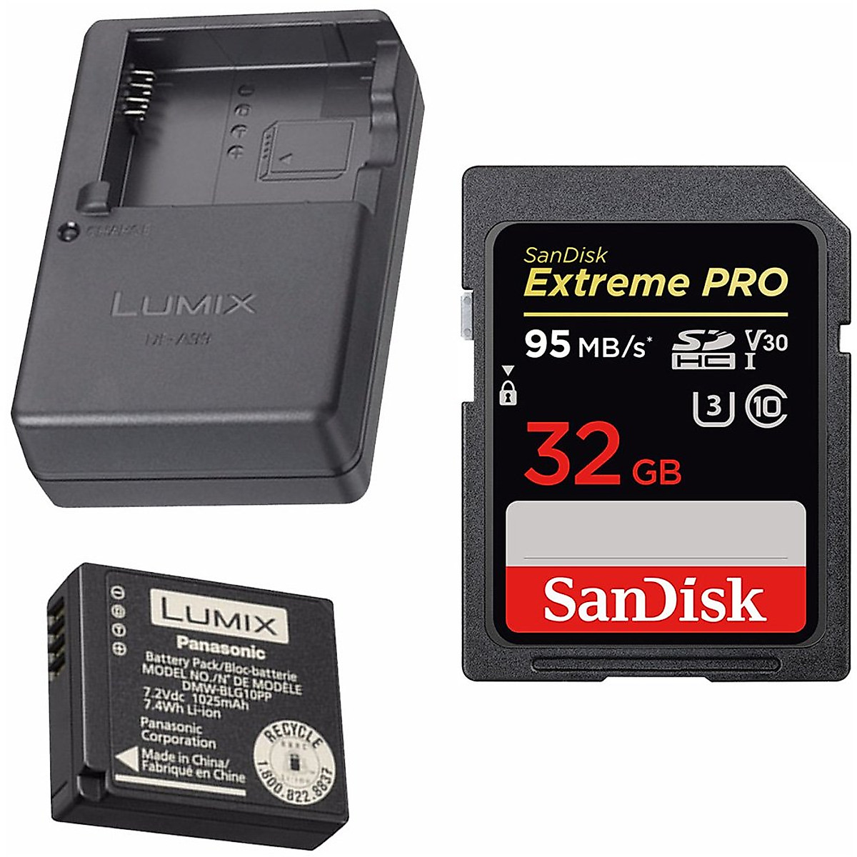 Panasonic Lumix Battery & Charger Pack w/SanDisk 32GB SD Card
