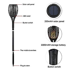 YAKii Upgraded Solar Torch Lights Waterproof Flickering Dancing Flames Outdoor Solar Torch Lights Dusk to Dawn Auto On/Off Landscape Decoration for Yard Patio Garden Porch Path Pack 1