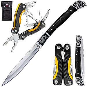 Bundle of 2 Items - Mini Multitool Knife 12 in 1 - Small Pocket Multi Tool with Knife and Pliers - Best Pocket Knife for Urban Work Hobby Unboxing - Stocking Stuffers for Men - Gift for Men and Women
