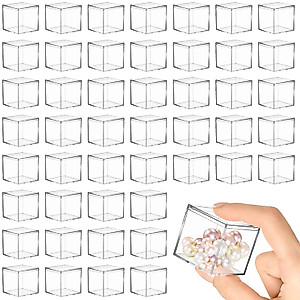 ALMOXVYE 48 Pcs Clear Acrylic Boxes, Small Plastic Square Cube with Lid, 2.2 x 2.2 x 2.2 Inch Mini Acrylic Containers for Candy Pill and Tiny Jewelry, Artwork Display