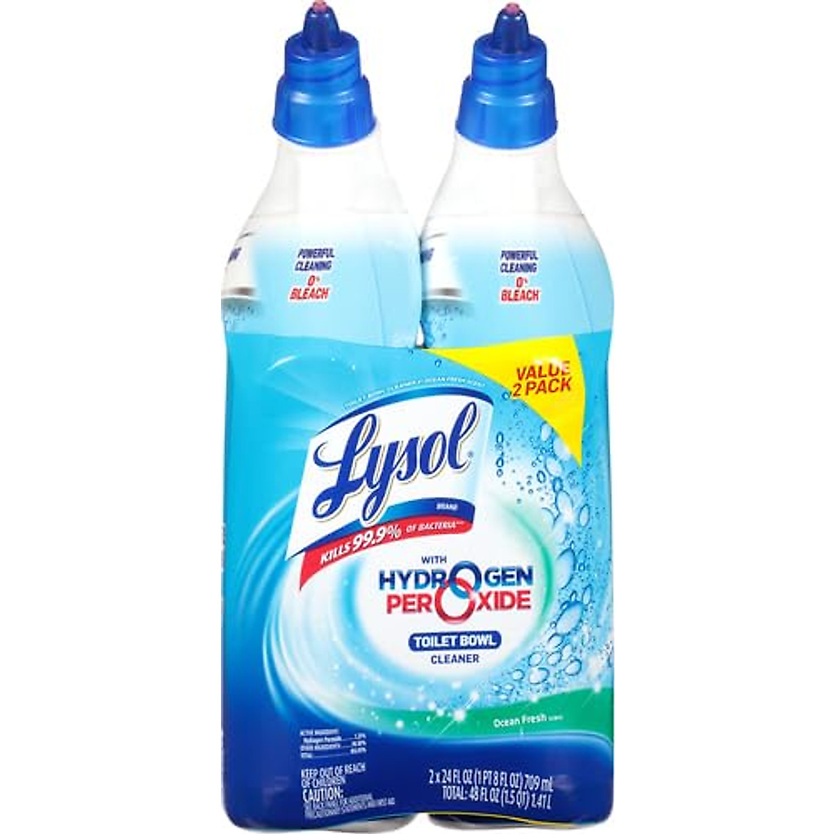 Lysol Toilet Bowl Cleaner Gel, For Cleaning and Disinfecting, Bleach Free, Ocean Fresh Scent, 24oz (Pack of 2)