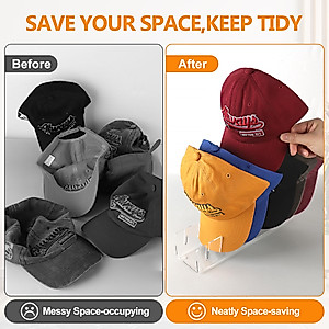 TAOceeXI Hat Stand for Baseball Caps Display Hat Holder Organizer，No Install Rack Acrylic Hat Storage for 14 Baseball Caps Closet Cowboy （2 Pack ）