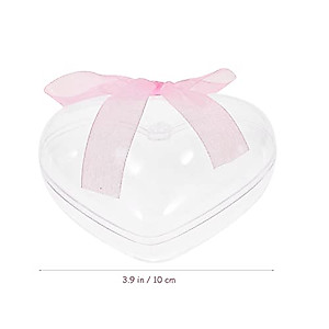 ABOOFAN 6pcs Transparent Heart-Shaped Boxes Food Grade Plastic Boxes Wedding Party Gift Boxes Fillable Heart Shaped Clear Container Birthday Present and Candy Packing Boxes 10cm Pink