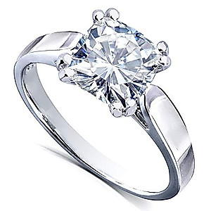 Kobelli Forever One (D-F) Colorless Moissanite Solitaire Ring 2 CTW 14k White Gold, Size 10
