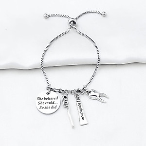 PLITI Dentist Bracelet Dental Hygienist DA DH Graduation Gift She Believed She Could So She Did Bangle for Dental Assistant (she believed tooth bg)