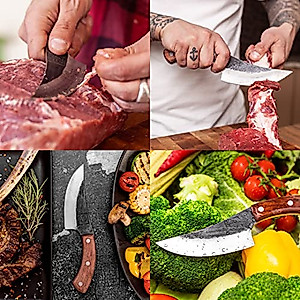 Altomino Handmade Fixed Blade Sharp Knife, 9.6 IN Hand-Forged Thin Knife, Carbon Steel Boning Knife for Meat Cutting, Razor Sharp, Deboning Chicken, Ham, Fish