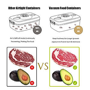 AYYOYYOY Vacuum Seal Containers - Marinade and Keep Food Fresh with Time Dial, BPA Free, Drainer, Microwave Friendly - 2 Piece Set (5.1Cups+8.9Cups Rectangular)
