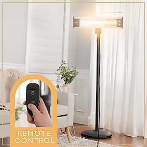 SereneLife Infrared Patio Heater, Electric Patio Heater for Indoor/Outdoor Use, Portable Stand Heater with Remote Control, 1500 W, for Restaurant, Patio, Backyard, Garage, Decks (Black)